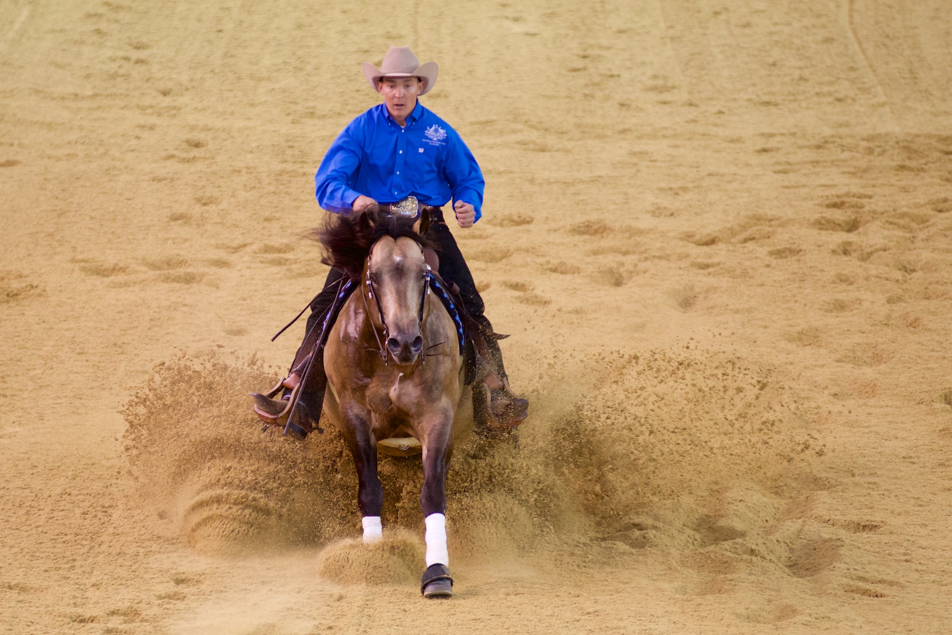 Shaun Saunders helped Australia to 4th place at the halfway point of the reining team's event ...